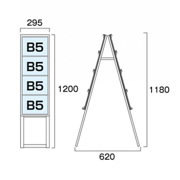 カードケーススタンド看板 両面 CCSK-B5Y8RH B5横1列4段 ハイタイプ - 調理器具のSHOKUBI