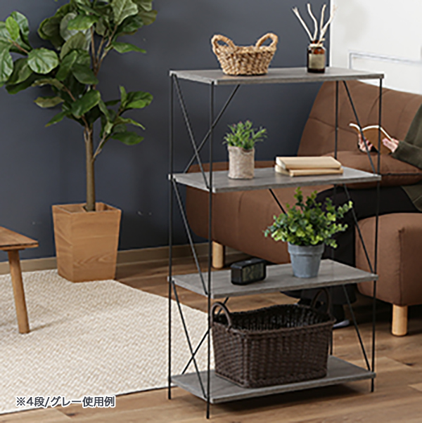 EZBOワイヤーラック60幅 3段 オークナチュラル - 調理器具のSHOKUBI