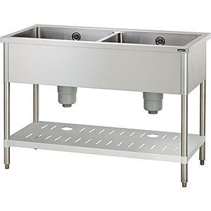 18-0ステンレス二槽シンク バックガード無 TXA-2S-120NB 1,200×600mm - 調理器具のSHOKUBI