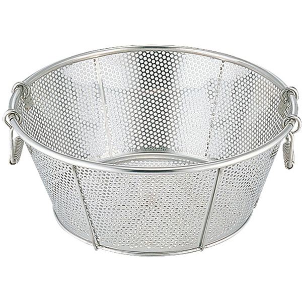 弁慶 18-8 ステンレス パンチング浅型ざる 45cm/穴径5mm - 調理器具のSHOKUBI