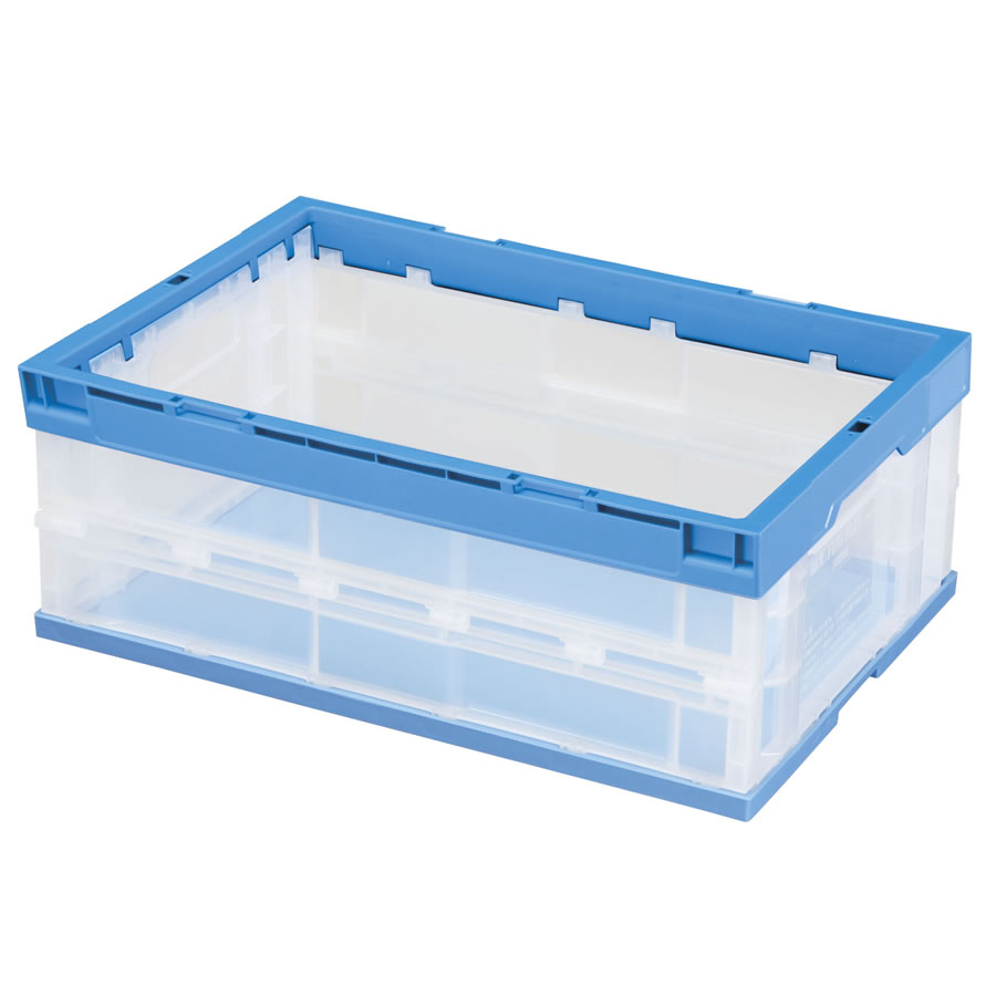 セキスイ 折りたたみコンテナ スタンダードタイプ OC-30L クリア×ブルー - 調理器具のSHOKUBI