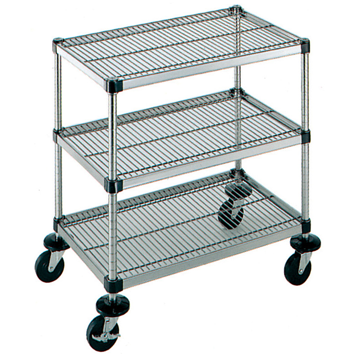 弁慶 シェルフワゴン3段 上段/メッシュ棚・中段/メッシュ棚・下段/メッシュ棚 H827mm 4-3-M-9 460×900mm - 調理器具のSHOKUBI