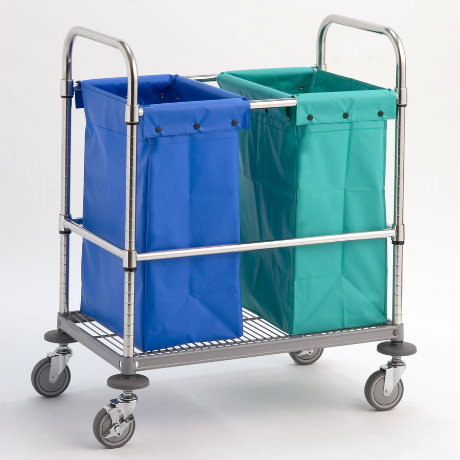 キャニオン ランドリーワゴンF バッグ付 奥行460mm MWFB-P4607 ブルー1枚グリーン1枚/スチール仕様 - 調理器具のSHOKUBI