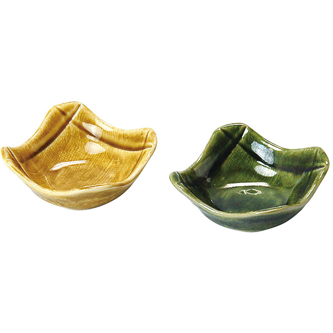 削ぎ格子角珍味入 約7.2cm 織部 - 調理器具のSHOKUBI