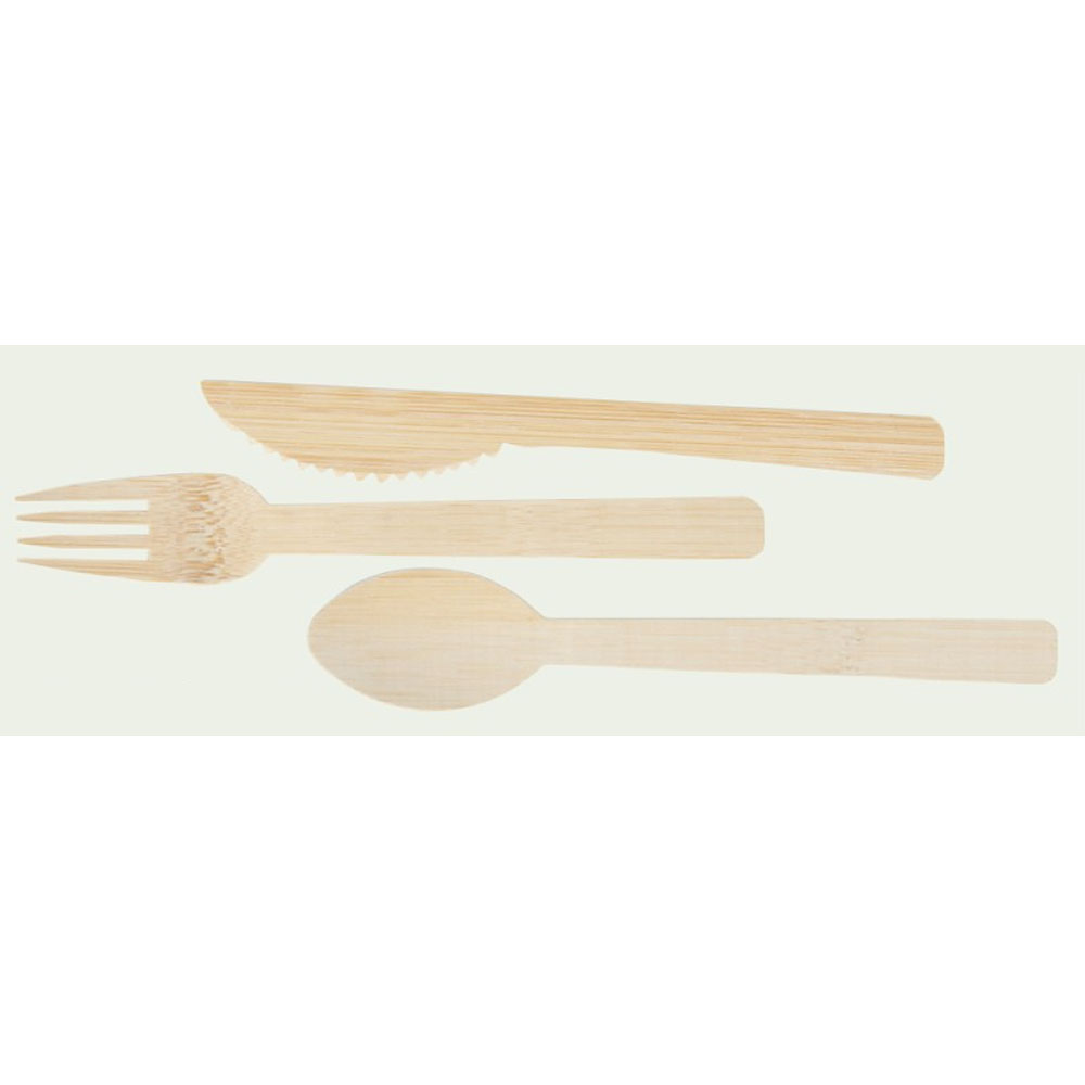 竹のワンウェイカトラリー ピロー包装 50セット 3点セット - 調理器具のSHOKUBI
