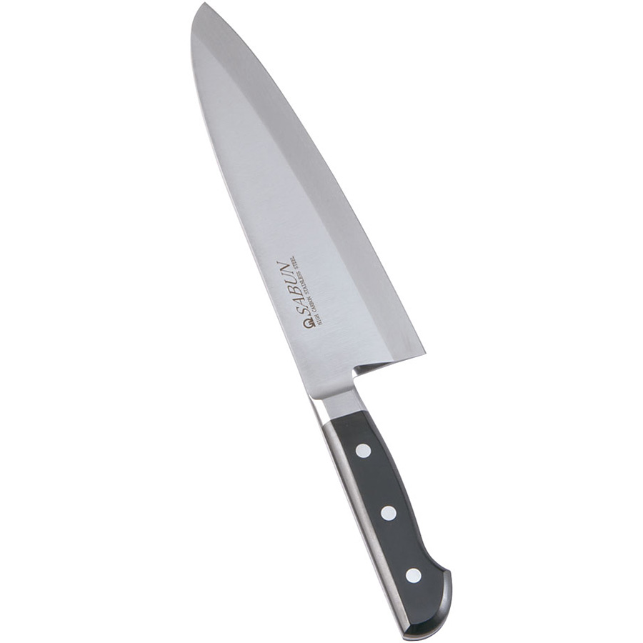 遠藤商事 SA SABUN ステンレス鋼 黒合板 ツバ付 出刃 21cm - 調理器具のSHOKUBI