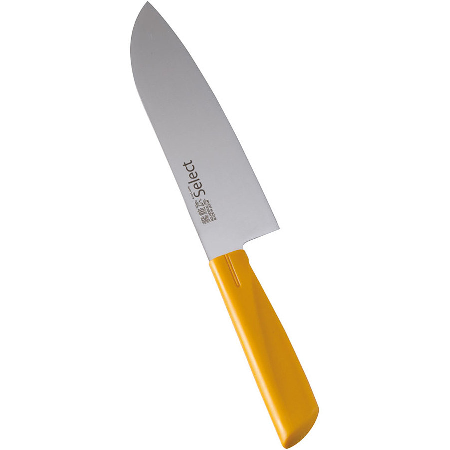 関兼次刃物 カラーセレクト 三徳包丁 両刃 16.5cm イエロー - 調理器具のSHOKUBI