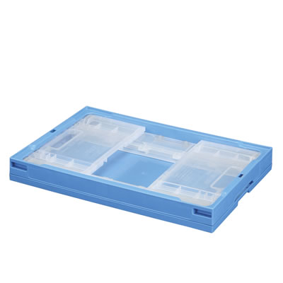 セキスイ 折りたたみコンテナ スタンダードタイプ OC-30L クリア×ブルー - 調理器具のSHOKUBI