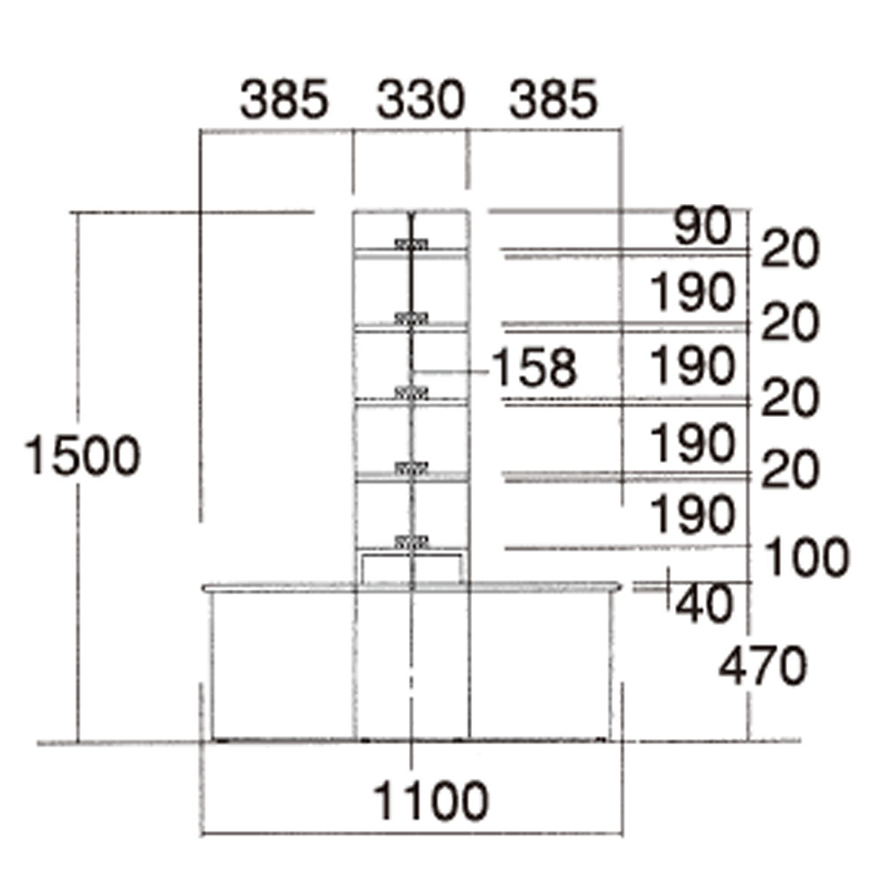 新書・コミック [9] 中央両面平台型 単体 ストッカー無し BKA-BCR433S [5段]W925mm - 調理器具のSHOKUBI