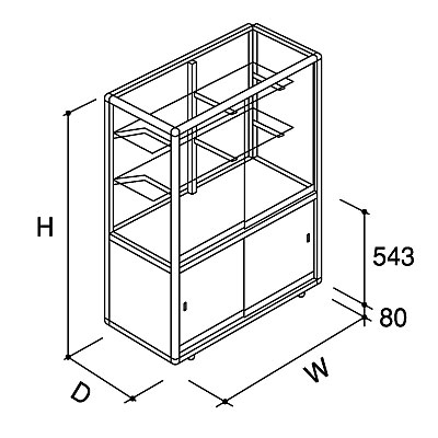 ゼガロハイケース 腰高 H1250mm ZHB-4202-BK W1200×D600mm ブラック - 調理器具のSHOKUBI